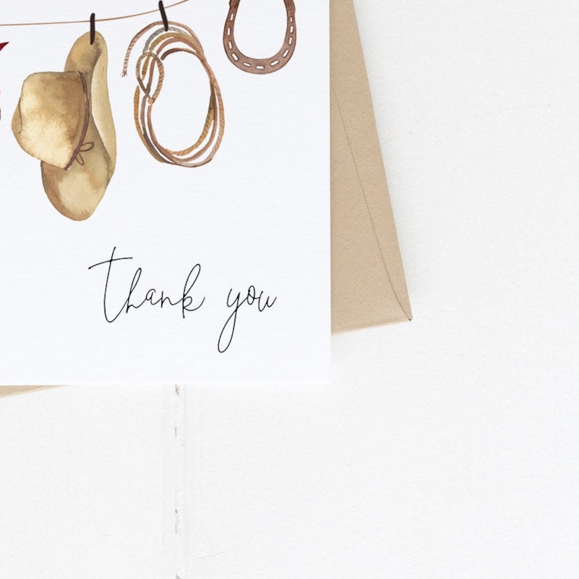 Cowboy Thank You Card Printable Editable Template Red My 1st | Etsy