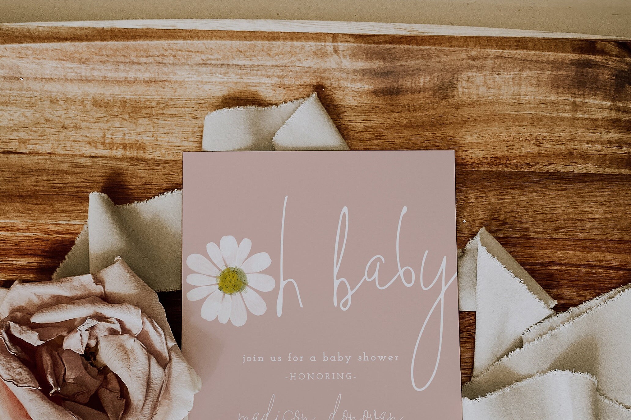 Daisy Baby Shower Invitation Pink Daisy Girl Baby Sprinkle | Etsy
