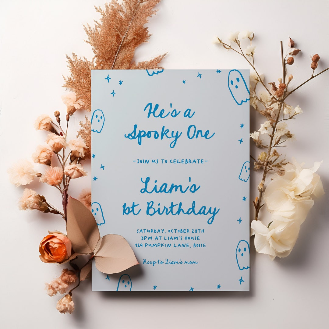 Spooky ONE Birthday Invitation Template for Boy | Editable He's a ...