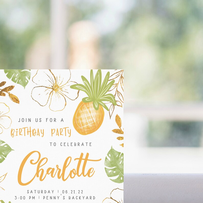 Pineapple Birthday Invitation Tropical Birthday Editable - Etsy