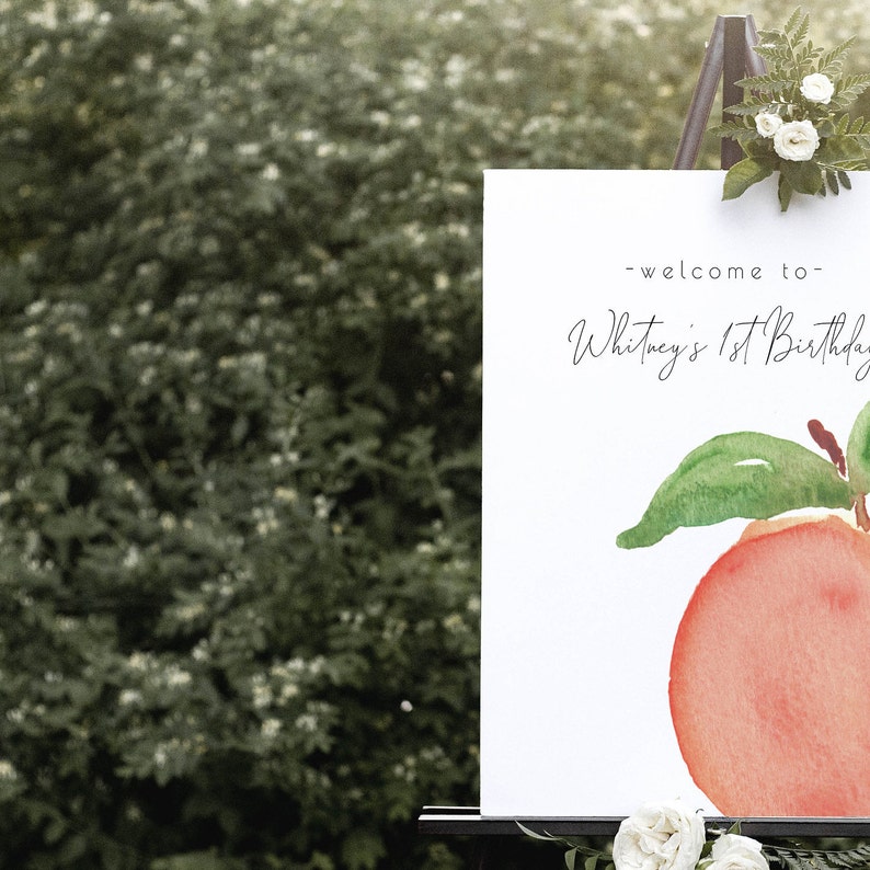 Peach Birthday Welcome Sign Sweet as a Peach 1st Bday - Etsy