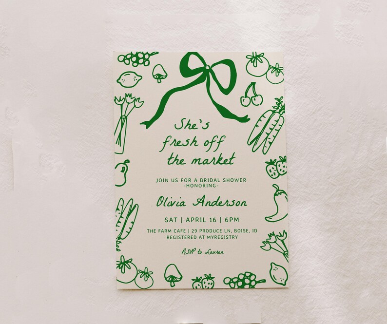 Fresh off the Market Bridal Shower Invitation Template | Editable off ...