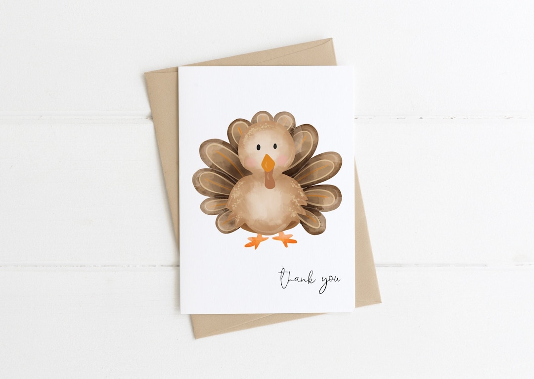Turkey Thank You Card Printable Editable Template | Thanksgiving Little ...