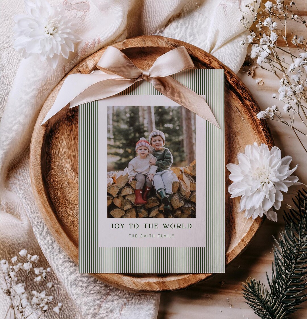 Editable Christmas Card Template With Photo | Joy to the World DIY ...
