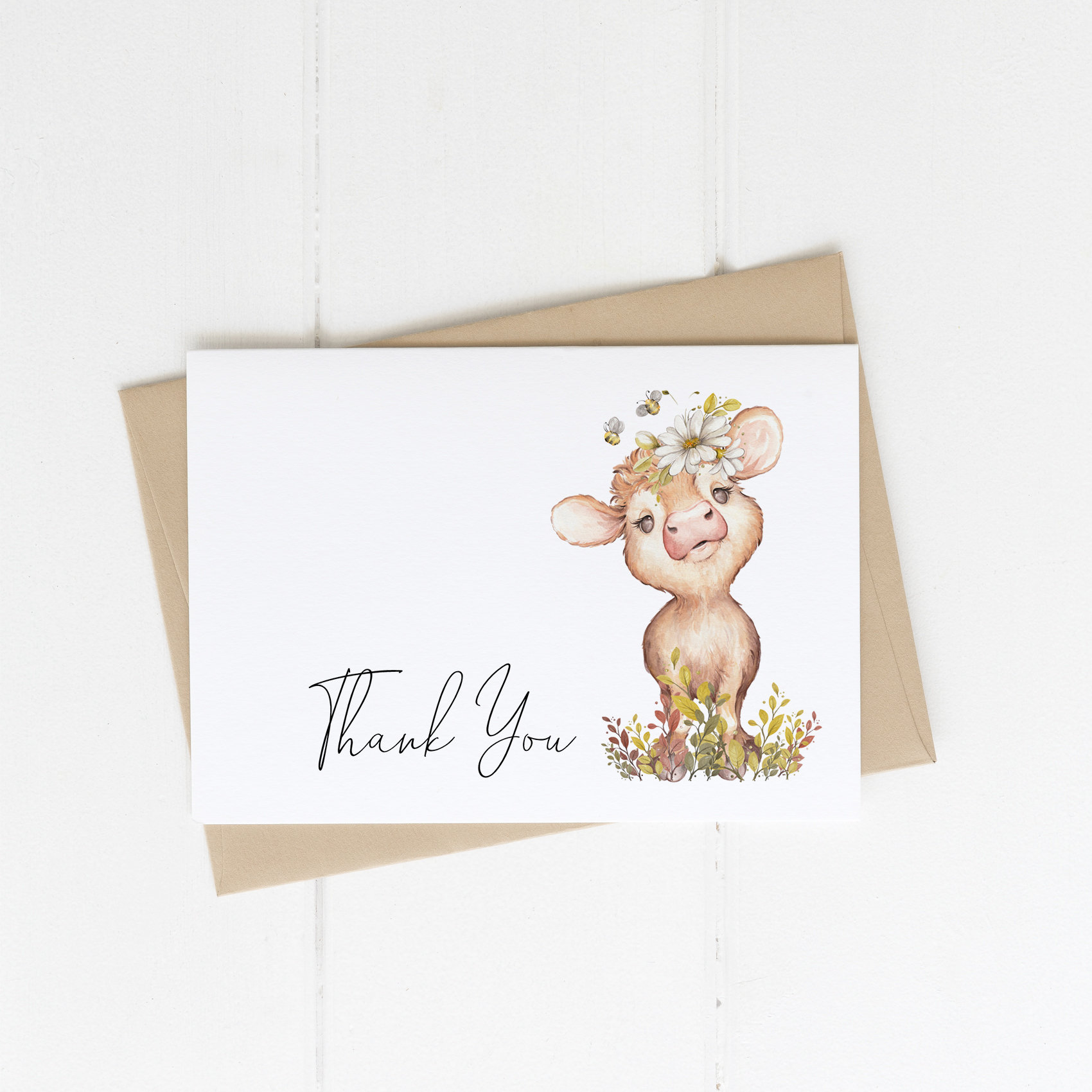 Cow Thank You Card Printable Editable Template Girl Farm - Etsy