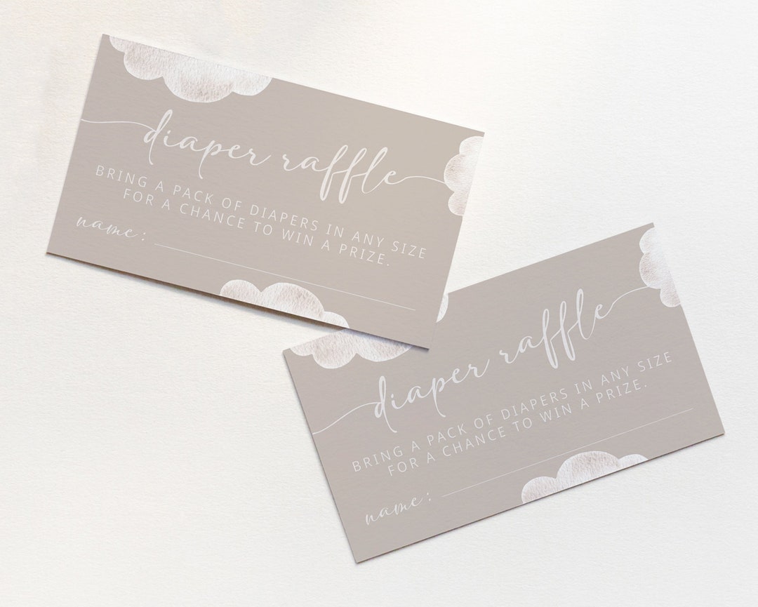Editable Cloud 9 Diaper Raffle Ticket Template | Gender Neutral We're ...