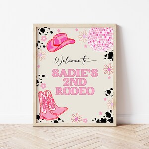 2nd Rodeo Birthday Welcome Sign | Editable Disco Cowgirl Second ...