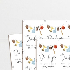 Sports Thank You Favor Tag Template | Rookie Year 1st Birthday ...