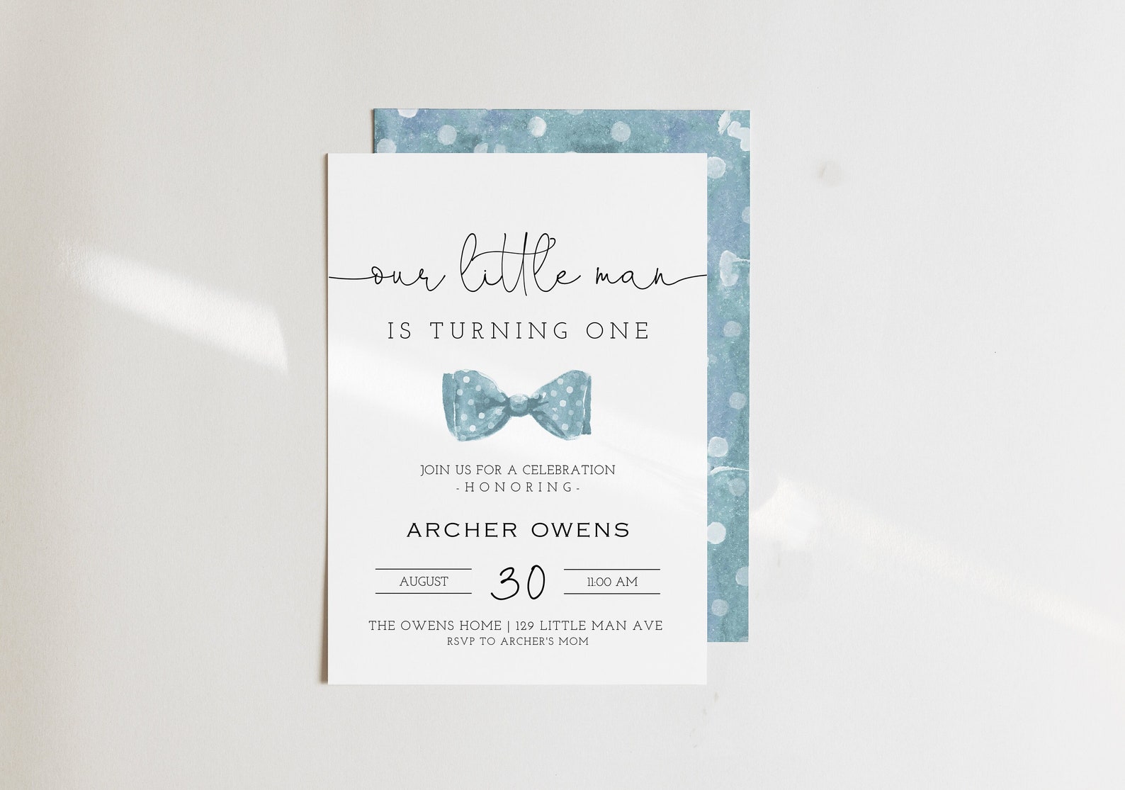 Little Man 1st Birthday Party Invitation Editable Template | Blue ...