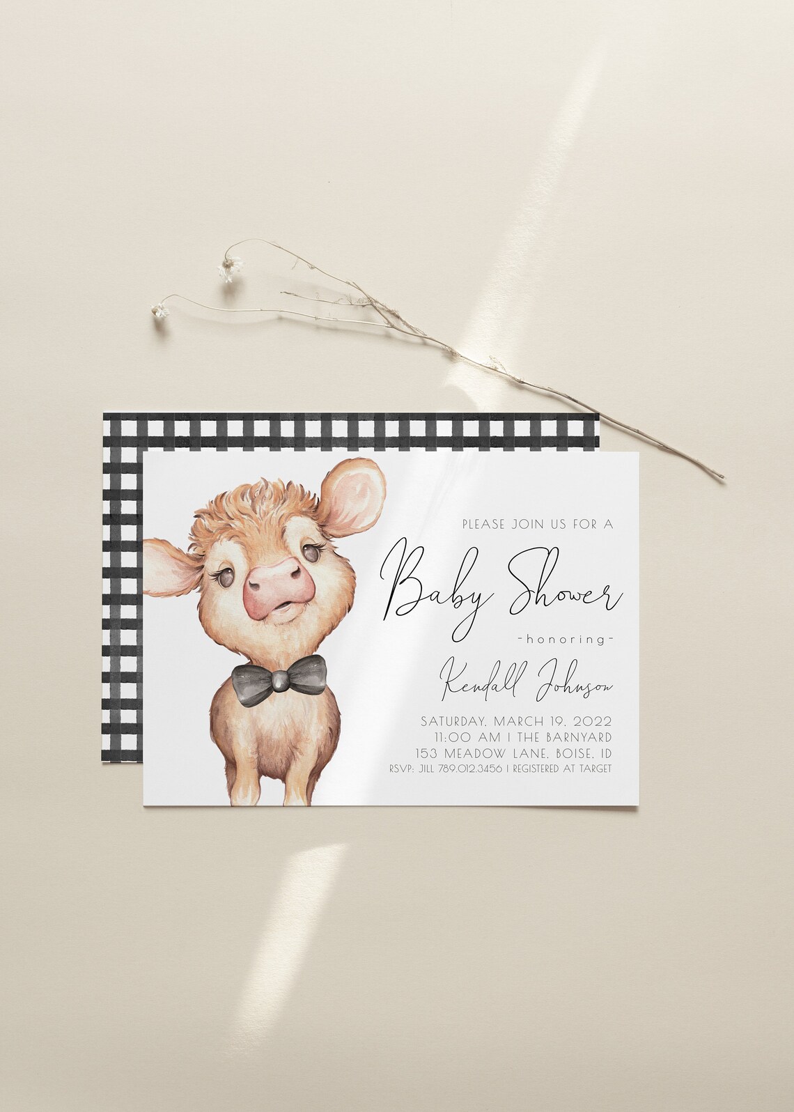 Cow Baby Shower Invitation Editable Template Instant | Etsy