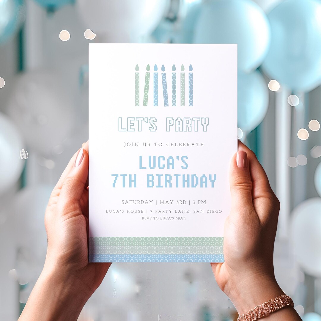Block Party Birthday Invitation Template | Editable Boy Modern Building ...