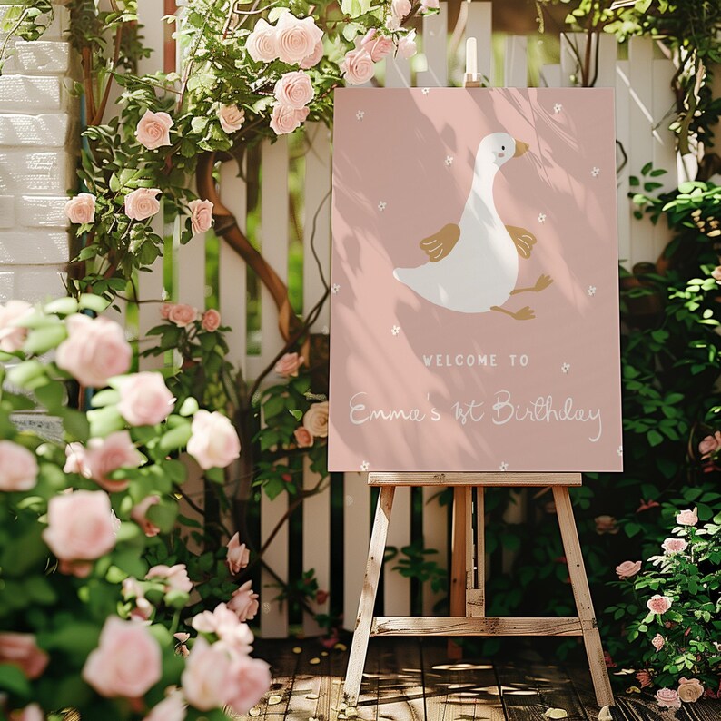 One Silly Goose Welcome Sign Template | Editable Girl Goose 1st ...