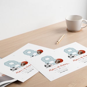 Sports 8th Birthday Invitation Template for Boy | Editable Let's Have a ...