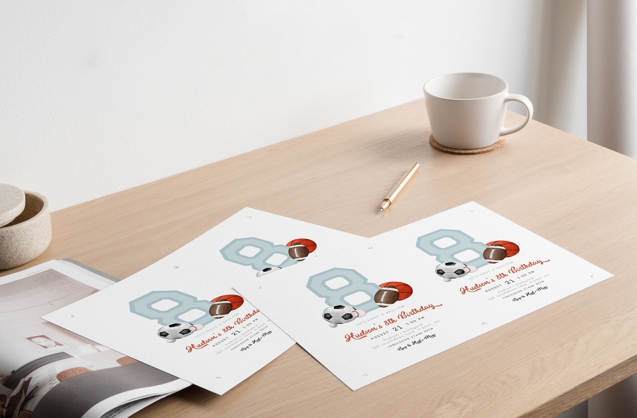 Sports 8th Birthday Invitation Template for Boy | Editable Let's Have a ...
