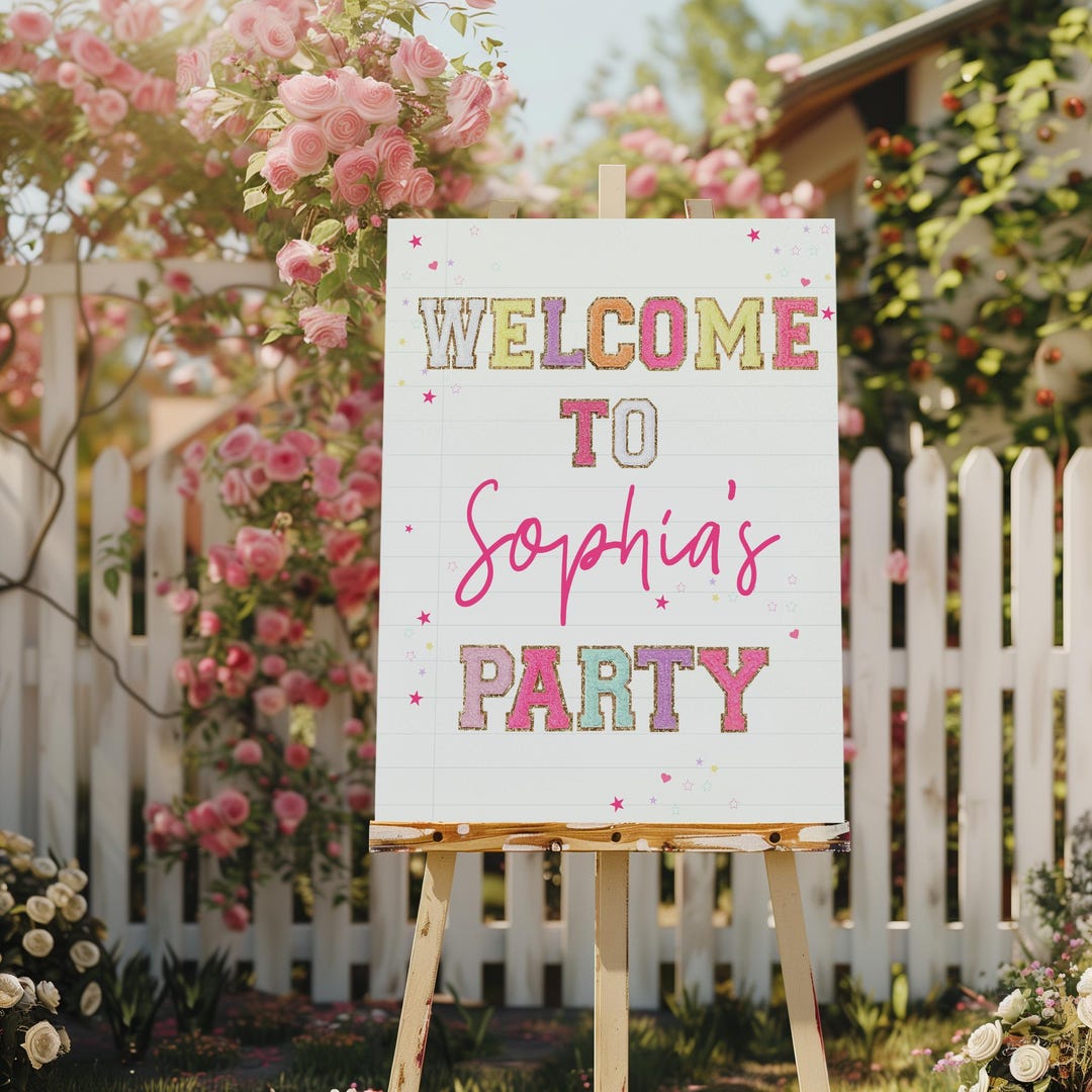Patch Letter Birthday Welcome Sign Template | Editable Preppy Patch ...