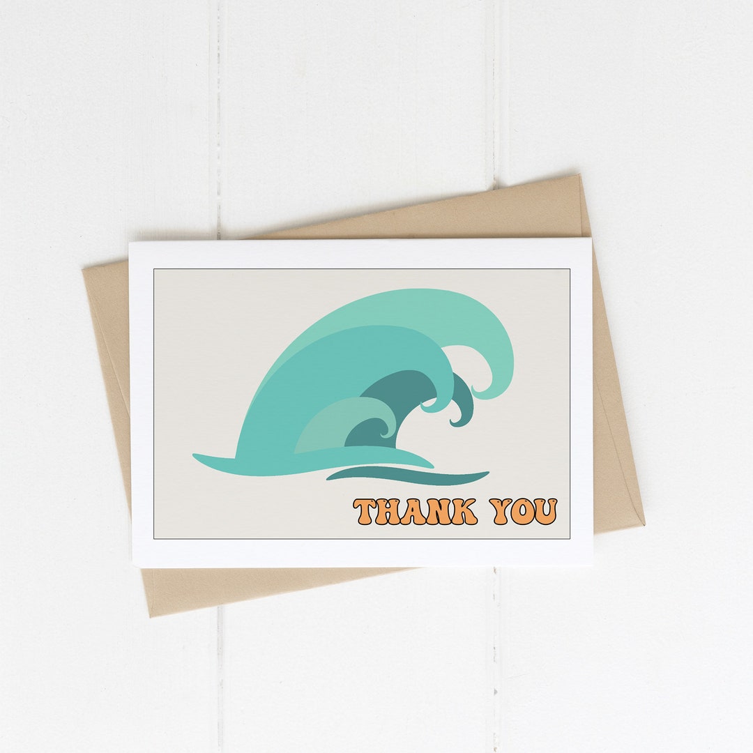 Surf Thank You Card Template Editable The Big ONE 1st Birthday Party