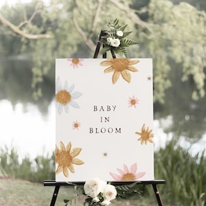 Baby in Bloom Printable Sign | Wildflower Baby Shower Decor | Baby in ...