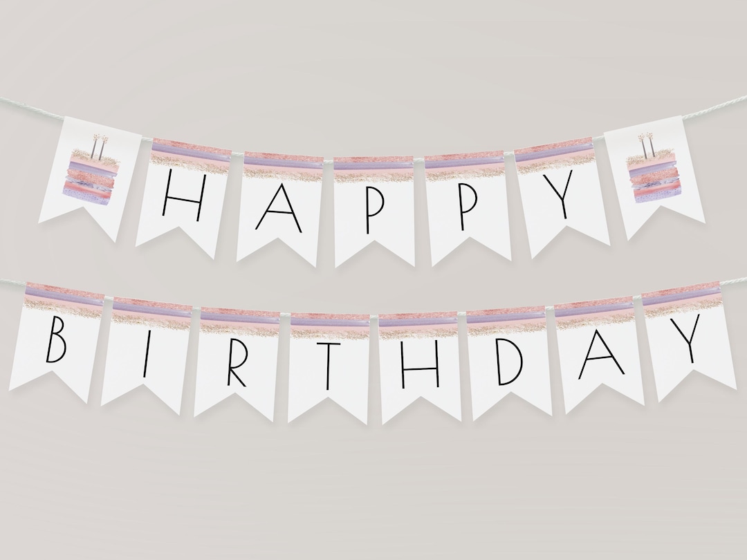 Girl Happy Birthday Banner Template | Editable 2nd Birthday Printable ...
