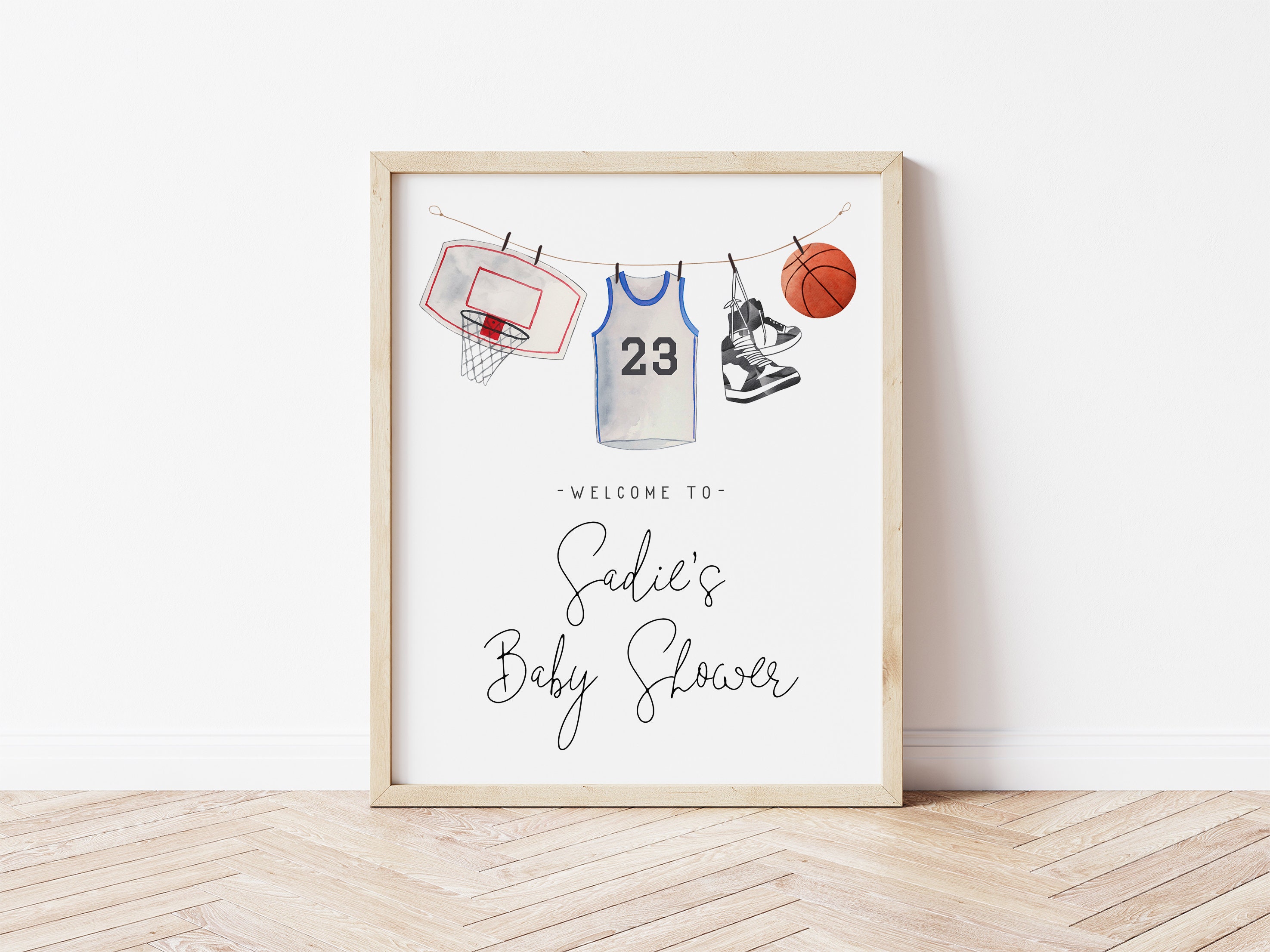 Basketball Welcome Sign Template | Editable Basketball Baby Shower Sign ...