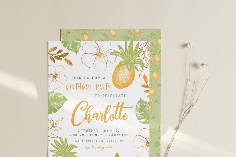 Pineapple Birthday Invitation Tropical Birthday Editable - Etsy