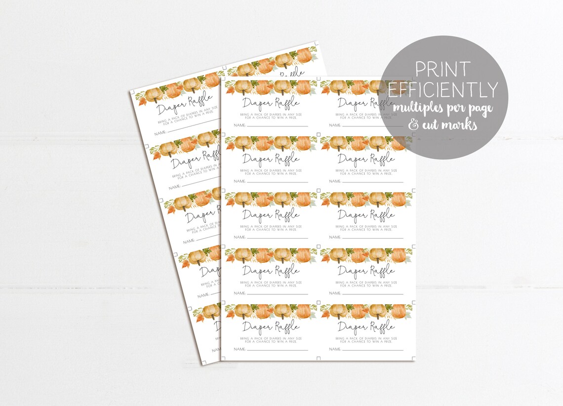 Pumpkin Diaper Raffle Ticket Little Pumpkin Boy Baby Shower - Etsy