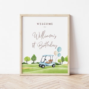 Golf 1st Birthday Welcome Sign Template | Hole in ONE First Birthday ...