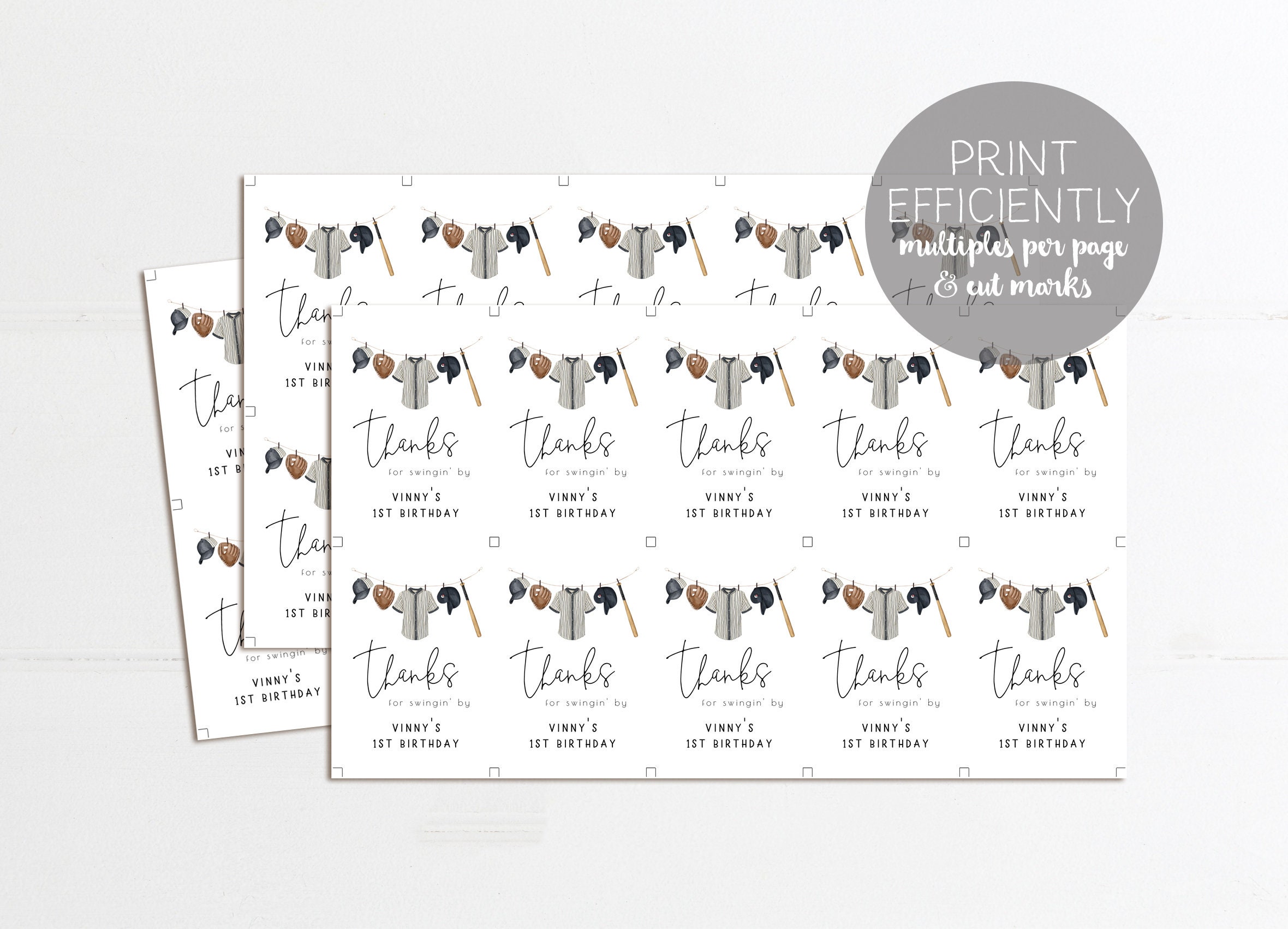 Baseball Thank You Favor Tag Rookie Year 1st Birthday - Etsy