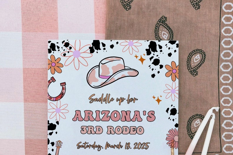 3rd Rodeo Birthday Invitation Template Our Little Cowgirl is - Etsy