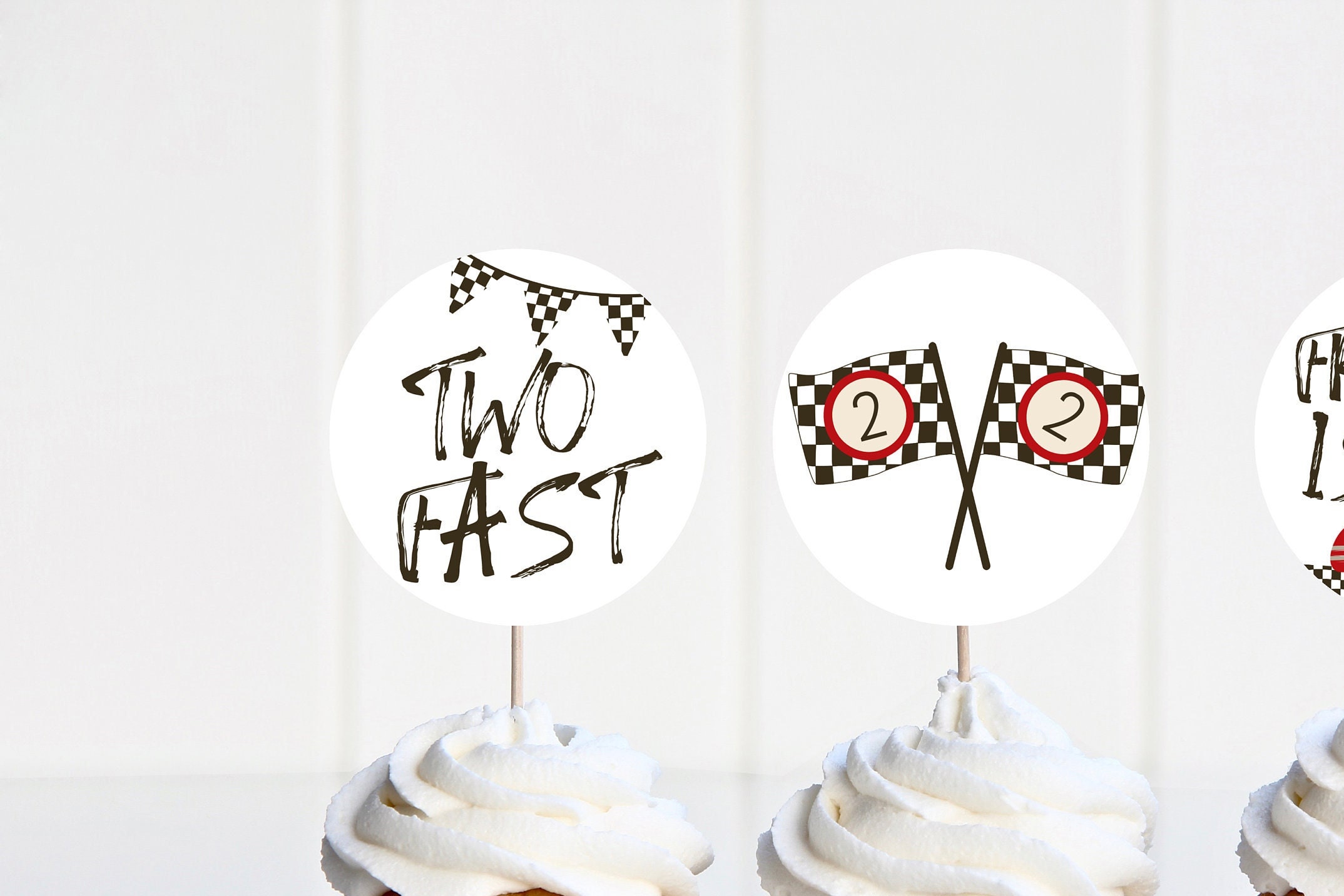 TWO Fast Cupcake Topper Template | Editable Race Car 2nd Birthday ...