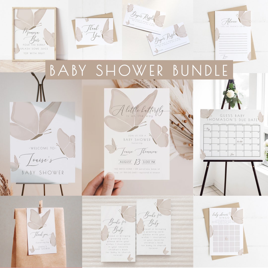 Butterfly Baby Shower Bundle Editable Templates | A Little Butterfly is ...