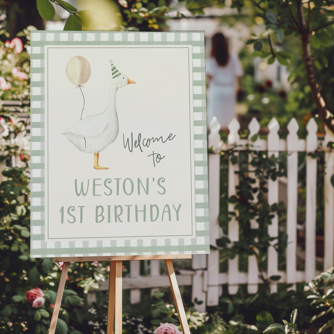 One Silly Goose Welcome Sign Template | Editable Green Goose 1st ...