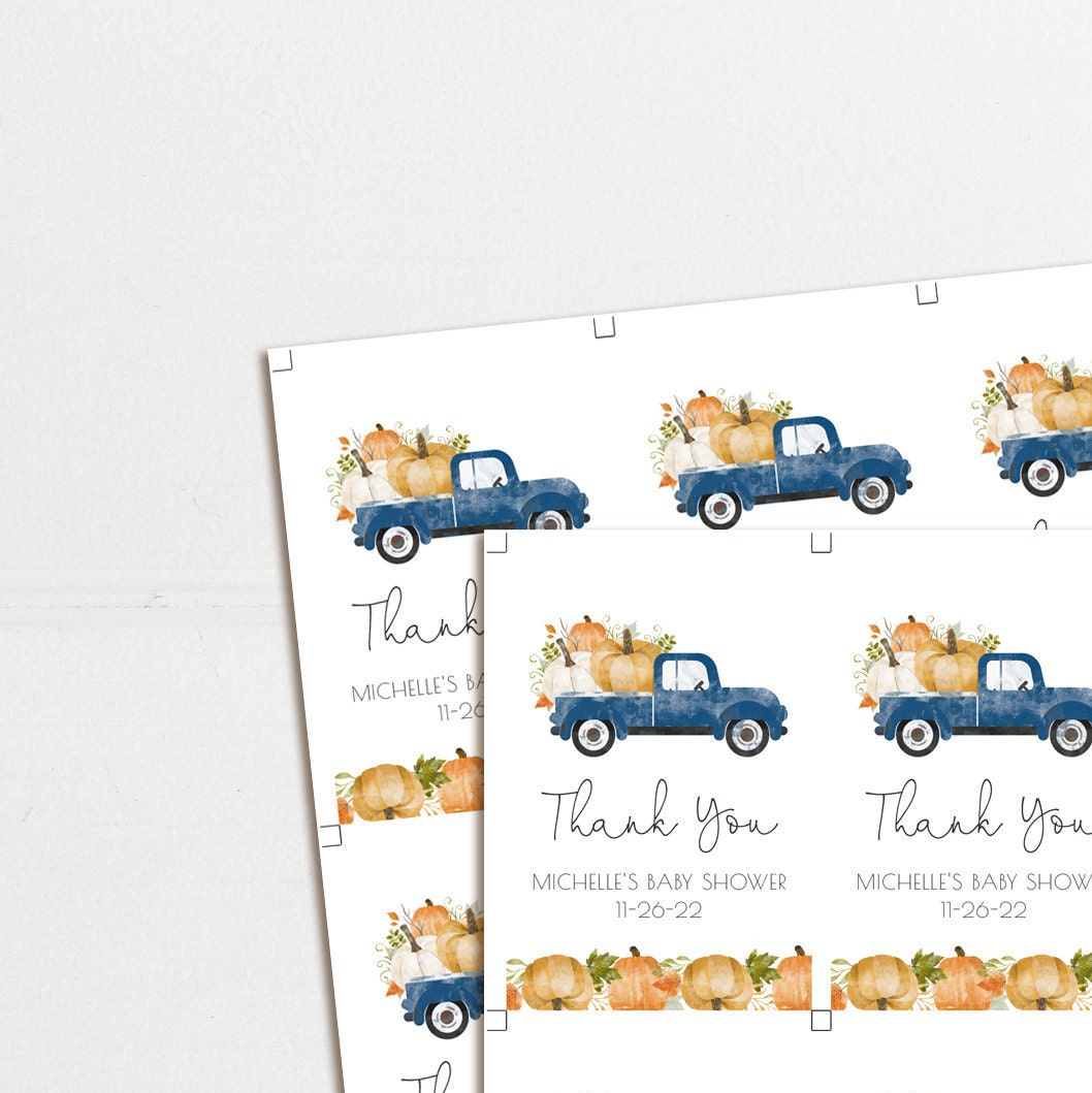 Pumpkin Truck Thank You Favor Tag Little Pumpkin Baby Shower | Etsy