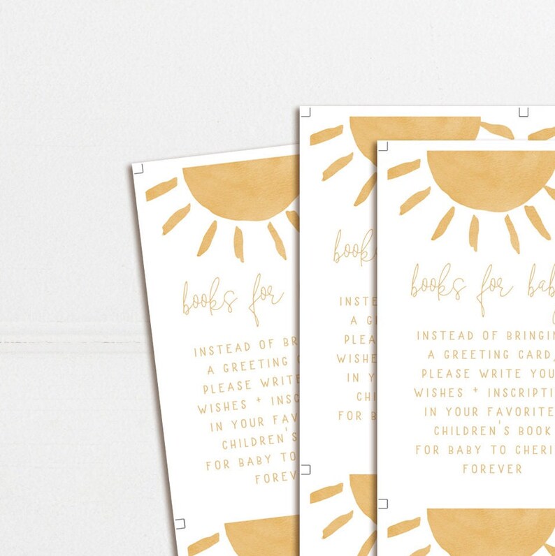 Sunshine Books for Baby Template Insert | Sun Baby Shower Stock the ...