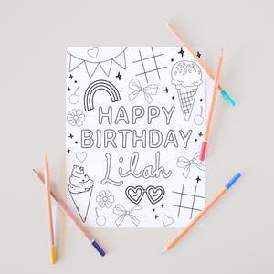 Ice Cream Coloring Sheet Template | Editable Ice Cream 1st Birthday ...