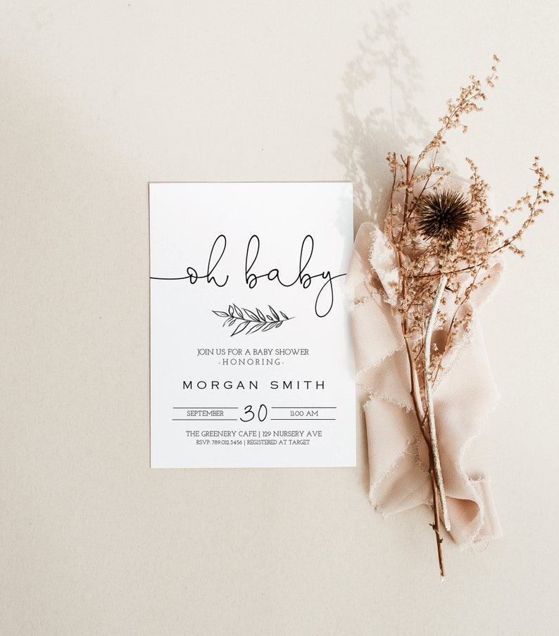 Oh Baby Shower Invitation Editable Template Gender Neutral - Etsy