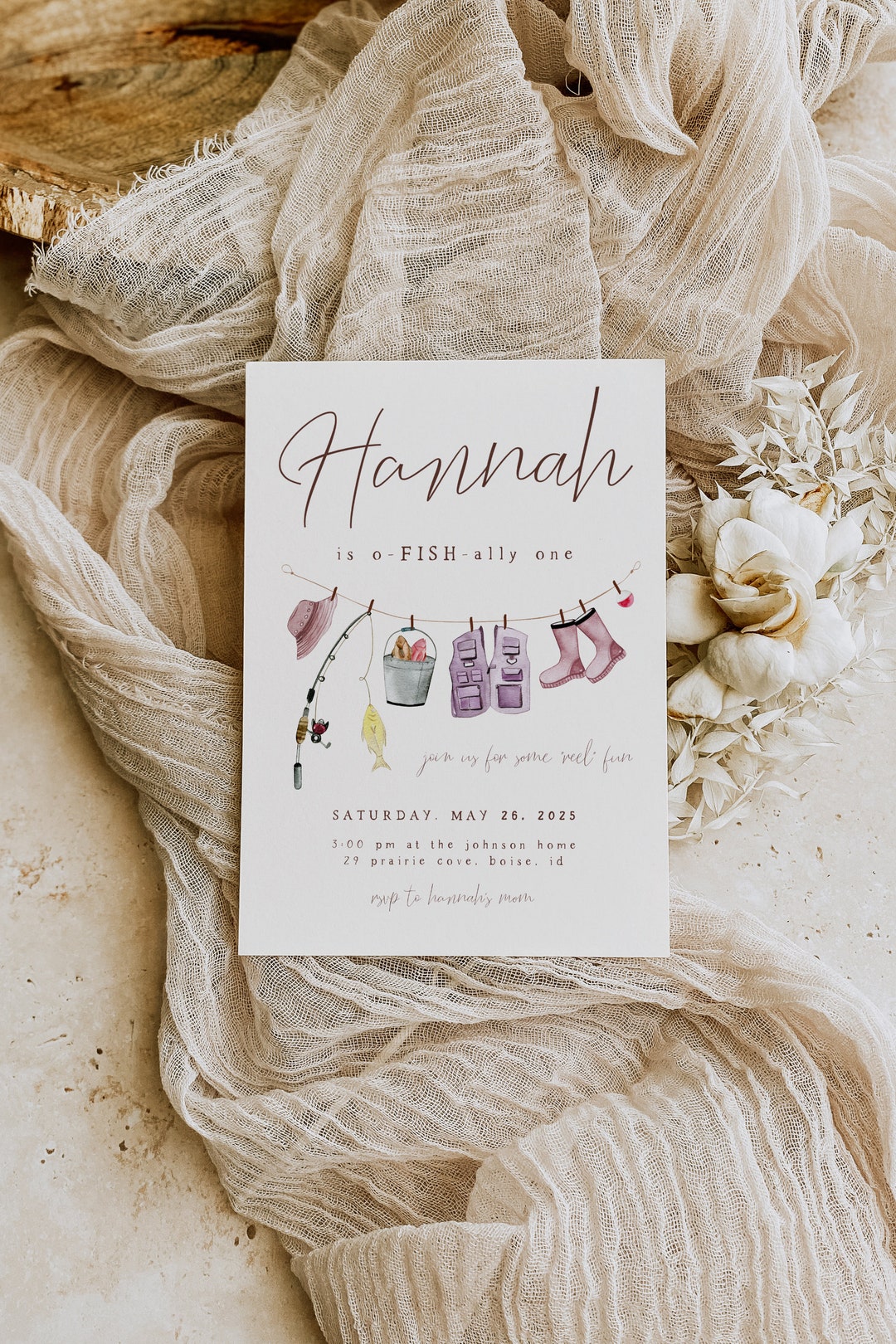 Editable Fishing 1st Birthday Invitation Template | O-fish-ally One ...