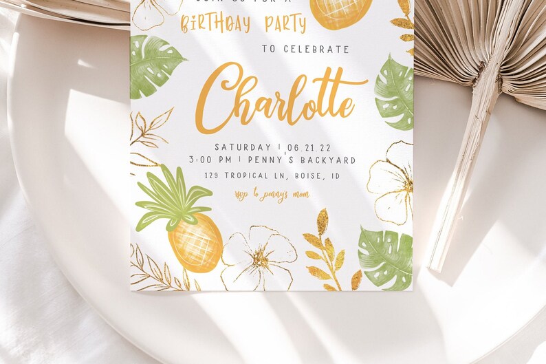 Pineapple Birthday Invitation Tropical Birthday Editable - Etsy