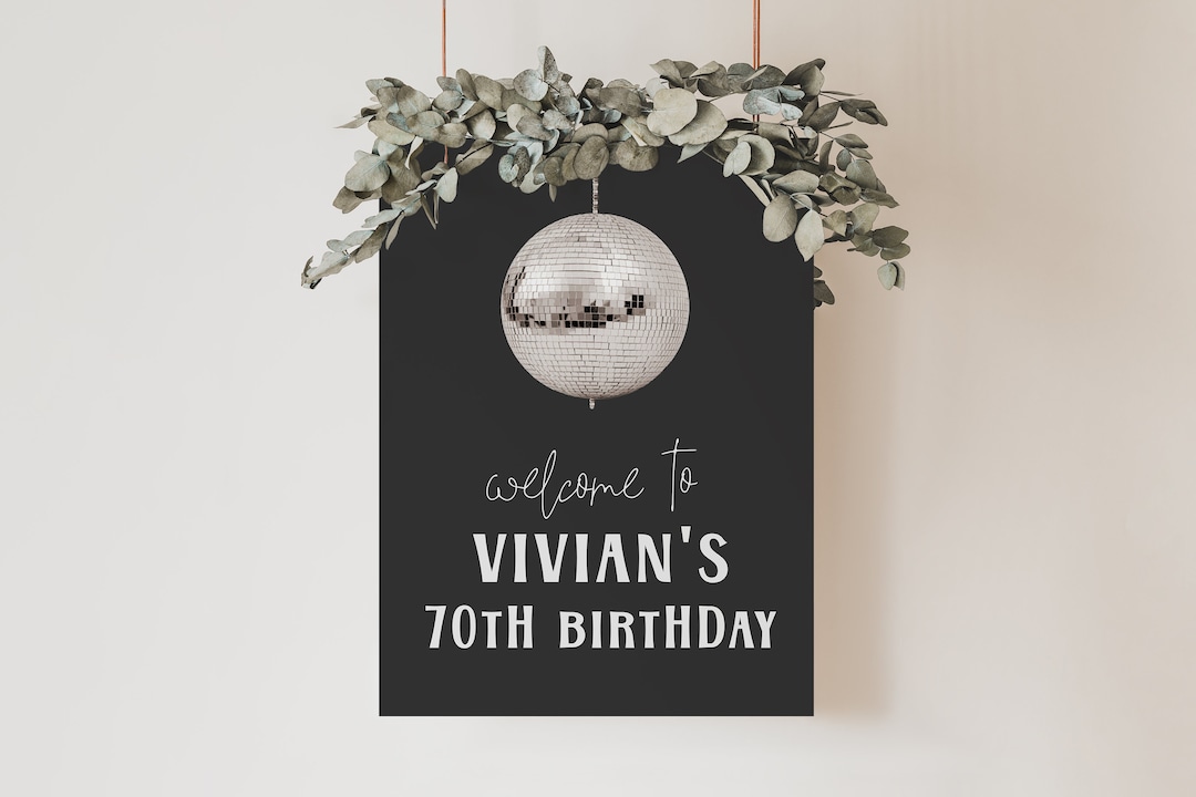 Silver Disco Party Welcome Sign Template | Disco Ball Dance Birthday ...