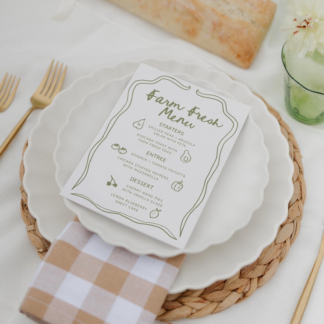 Editable Farmer's Market Menu Template | Fresh off the Market Bridal ...