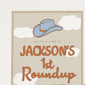 Editable 1st Roundup Birthday Invitation Template | Our Little Cowboy ...