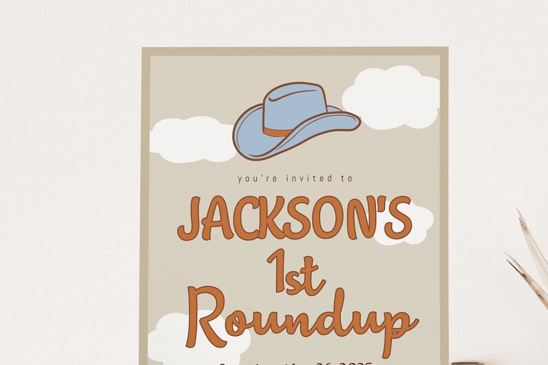 Editable 1st Roundup Birthday Invitation Template Our Little - Etsy