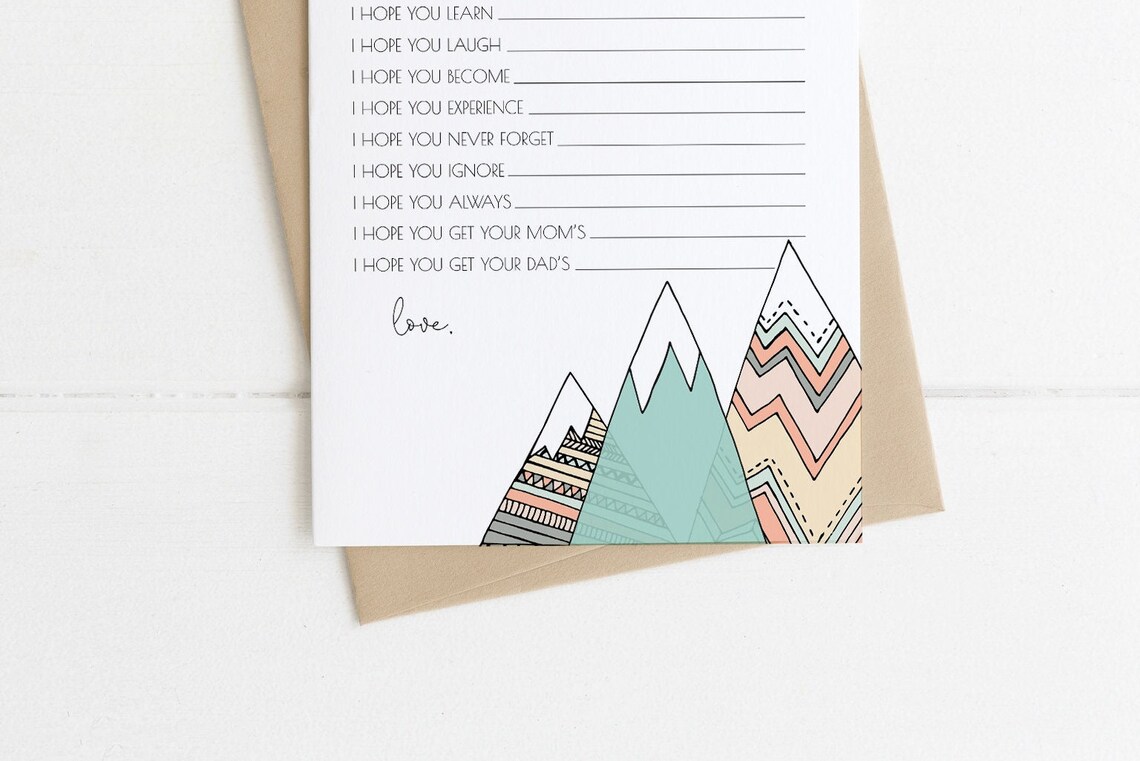 Mountain Wishes for Baby Template Adventure Begins Baby | Etsy