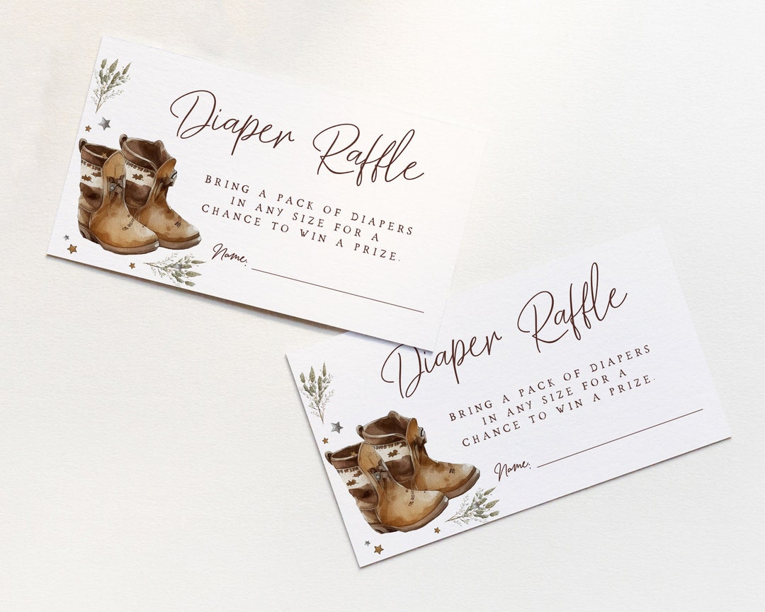 Editable Cowboy Diaper Raffle Ticket | Western Baby Diaper Shower ...