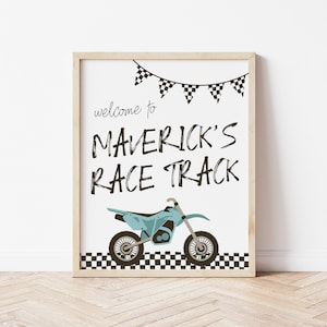 Dirt Bike Welcome Sign Template | Editable TWO Fast Birthday Party ...