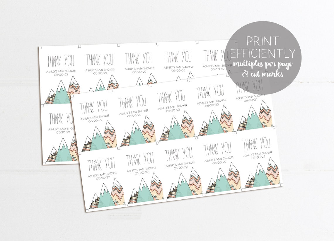 Mountain Thank You Favor Tag Adventure Begins Baby Shower | Etsy