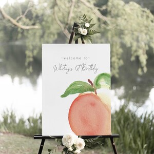 Peach Birthday Welcome Sign | Sweet as a Peach 1st Bday Welcome Decor ...