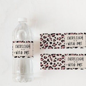 Wild One Water Bottle Label Template | Leopard Pink Birthday Party ...