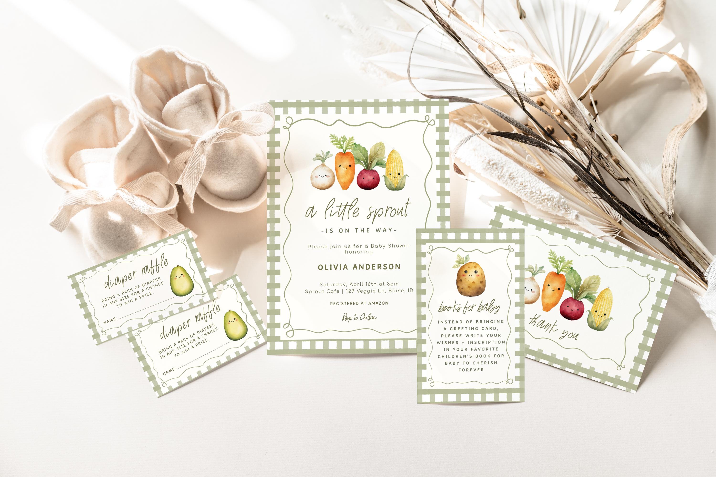 Little Sprout Baby Shower Bundle Templates | Editable A Little Sprout ...