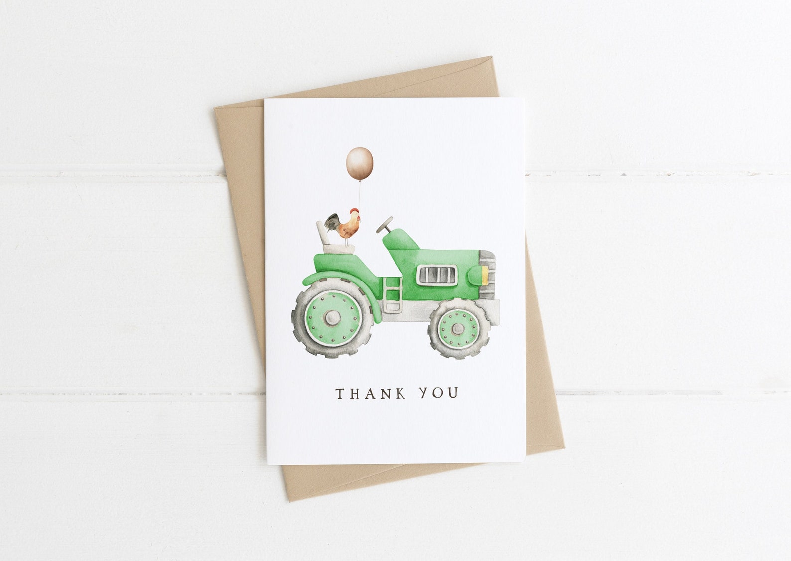 Tractor Thank You Card Template | Editable Tractor Farm Birthday Party ...