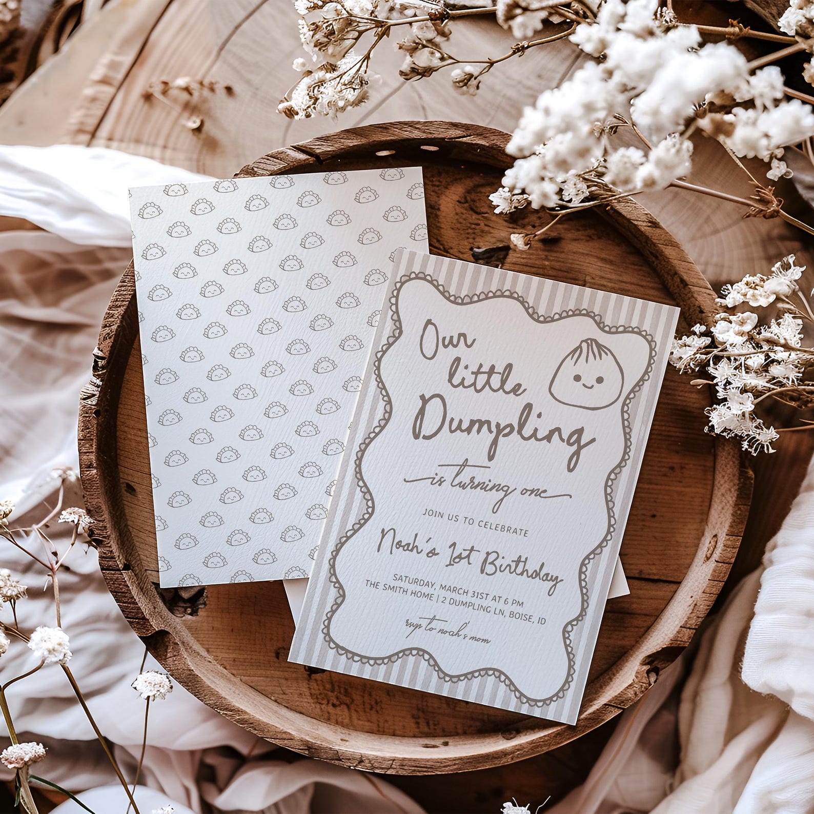 Dumpling 1st Birthday Invitation Template – Editable Our Little ...